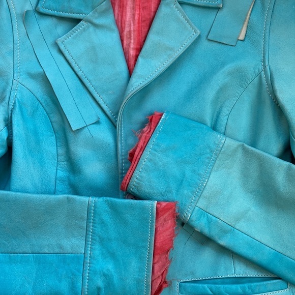 Guru | Jackets & Coats | Guru Turquoise Leather Jacket | Poshmark